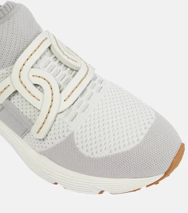 TOD'S Leather-trimmed Knit Sneakers
