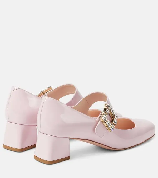 ROGER VIVIER Tres Vivier Strass Babies 45 Leather Pumps