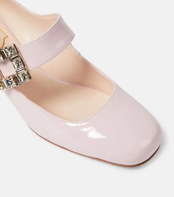 ROGER VIVIER Tres Vivier Strass Babies 45 Leather Pumps