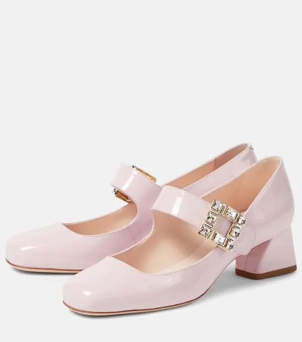 ROGER VIVIER Tres Vivier Strass Babies 45 Leather Pumps