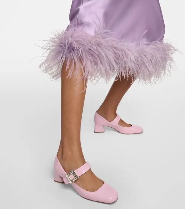 ROGER VIVIER Tres Vivier Strass Babies 45 Leather Pumps
