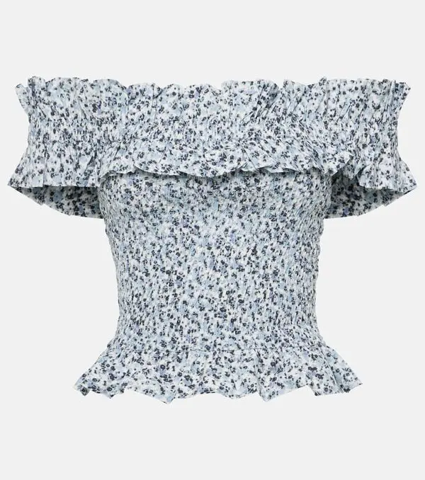GANNI Floral Smocked Top