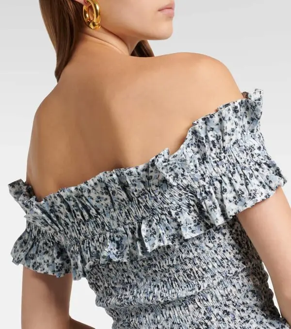 GANNI Floral Smocked Top
