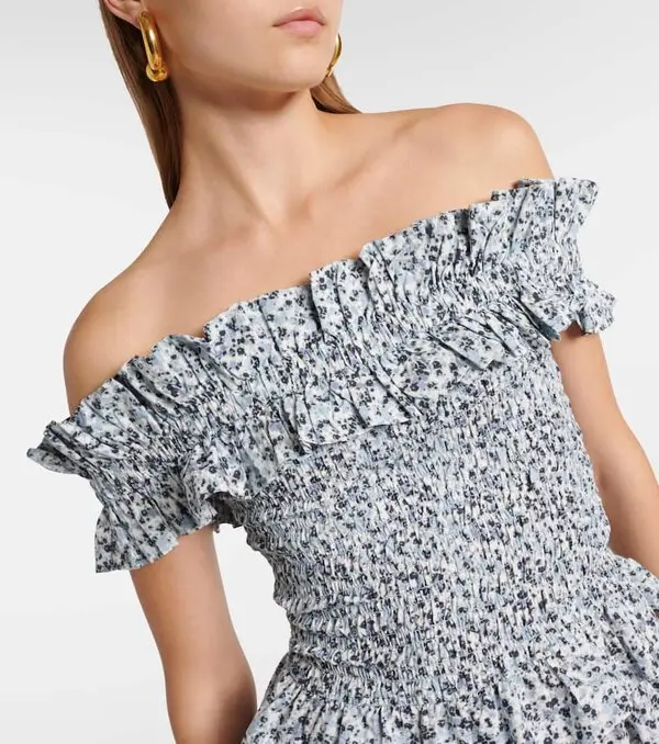 GANNI Floral Smocked Top