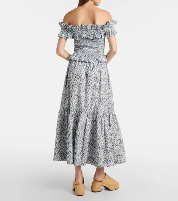 GANNI Floral Smocked Top