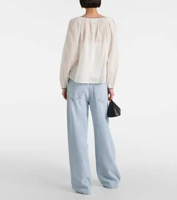 Velvet By Graham & Spencer Tina Embroidered Cotton Top - White