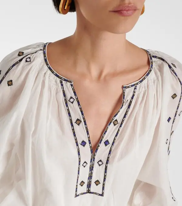 Velvet By Graham & Spencer Tina Embroidered Cotton Top - White