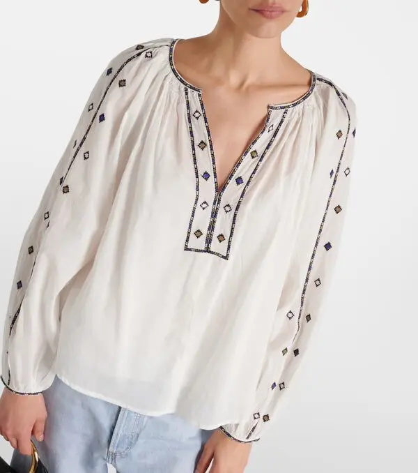 Velvet By Graham & Spencer Tina Embroidered Cotton Top - White