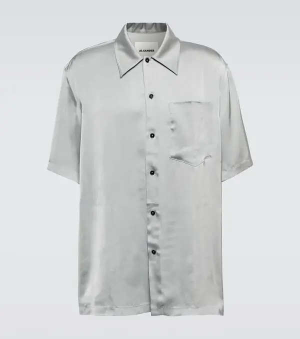 JIL SANDER Shirt 36 Satin Bowling Shirt - Grey