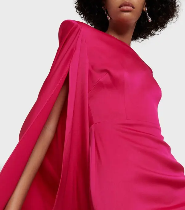 Alex Perry Caped Satin Crepe Gown