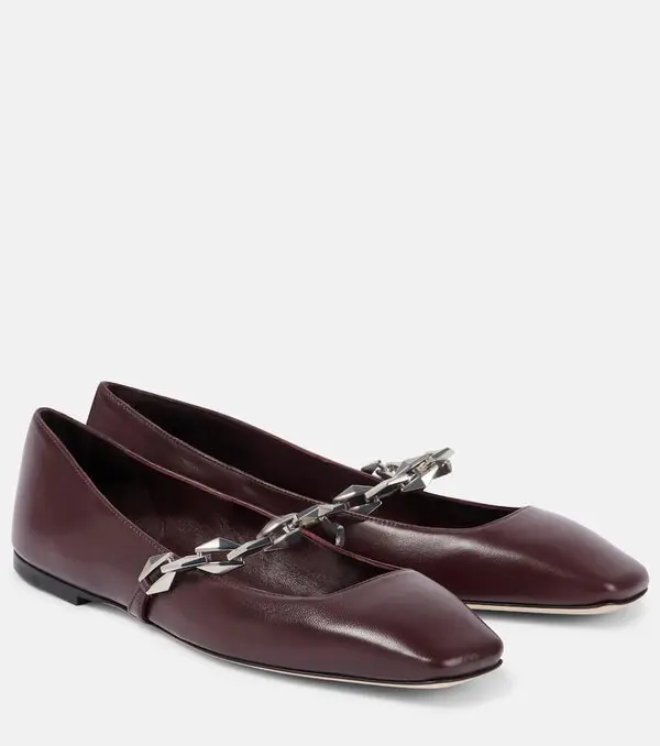 JIMMY CHOO Diamond Tilda Leather Ballet Flats
