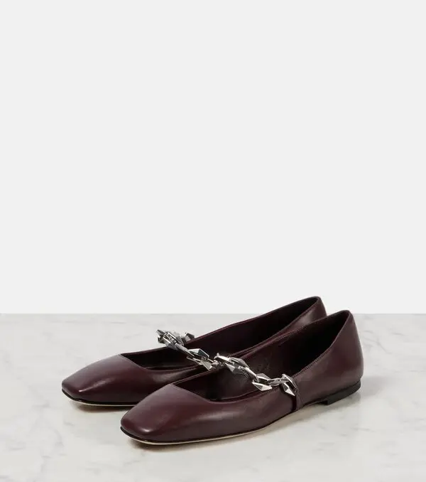JIMMY CHOO Diamond Tilda Leather Ballet Flats