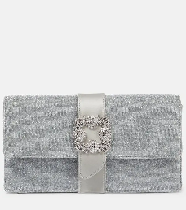Manolo Blahnik Capri Embellished Clutch - Metallic