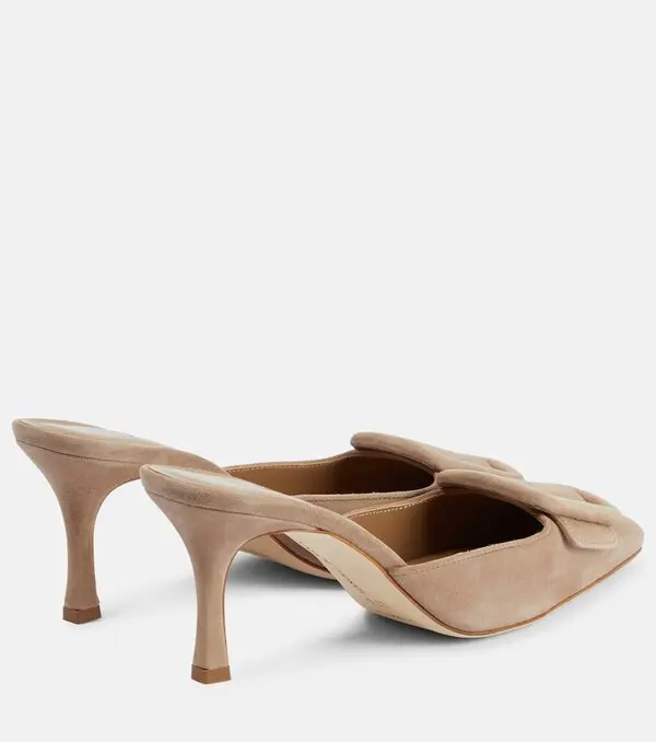 Manolo Blahnik Maysale 70 Suede Mules - Brown