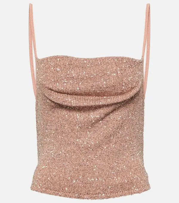 Altuzarra Diaplo Metallic Knit Crop Top - Pink