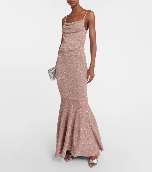 Altuzarra Diaplo Metallic Knit Crop Top - Pink