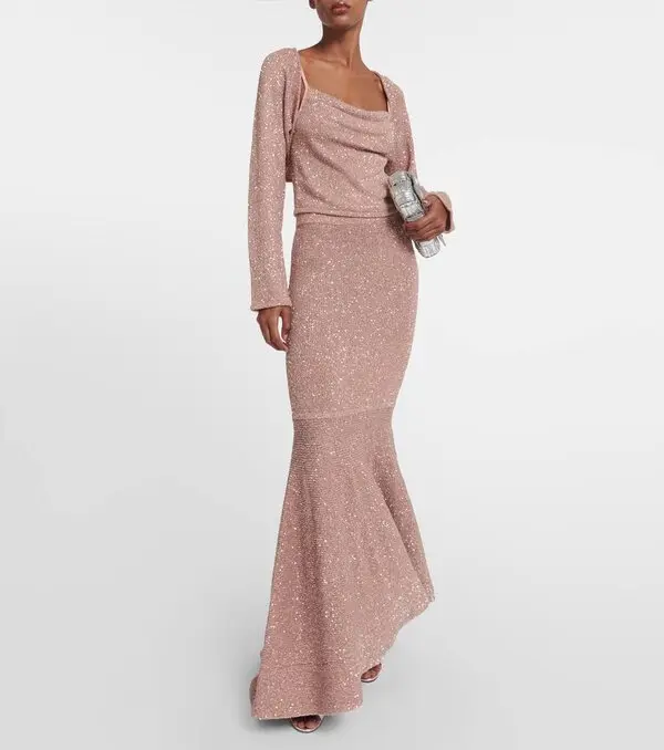 Altuzarra Diaplo Metallic Knit Crop Top - Pink