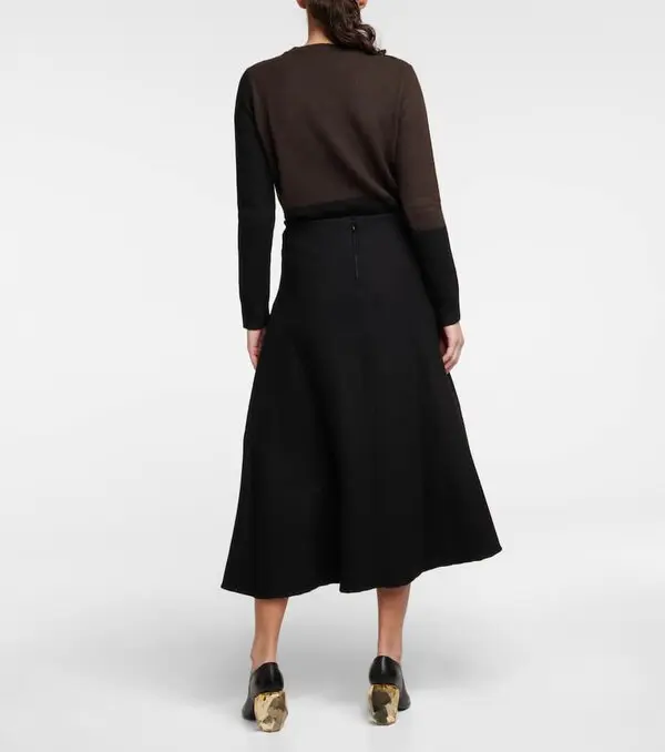 JIL SANDER Virgin Wool Midi Skirt