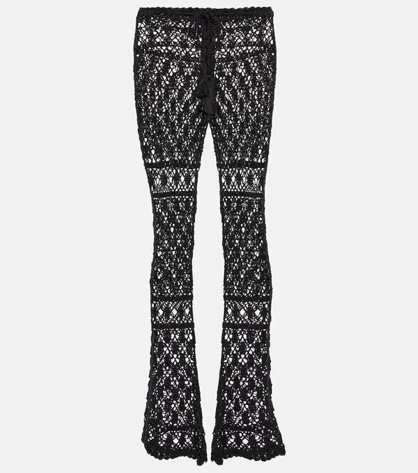 Anna Kosturova Bianca Crocheted Cotton Pants - Black