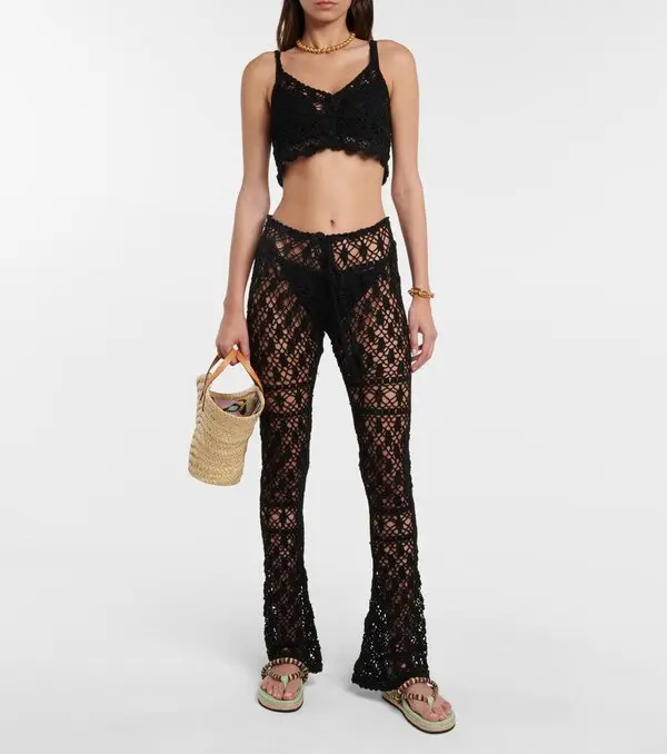 Anna Kosturova Bianca Crocheted Cotton Pants