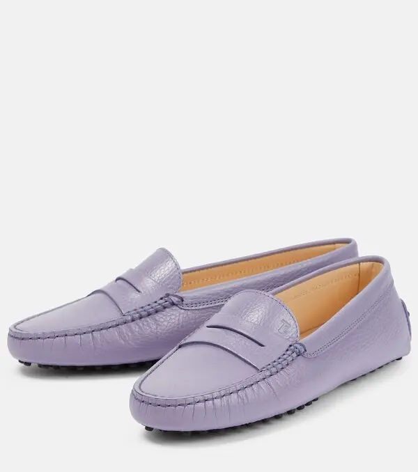 TOD'S Gommino Leather Loafers - Purple
