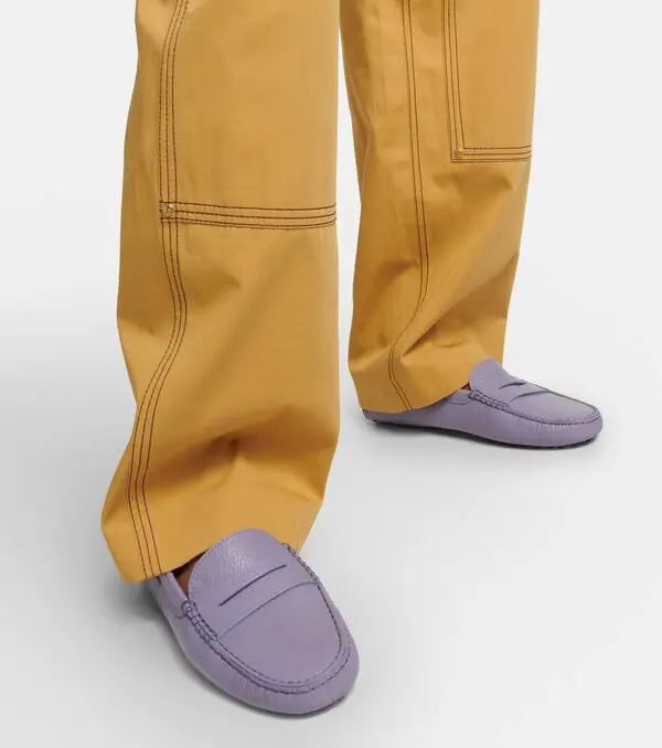 TOD'S Gommino Leather Loafers - Purple