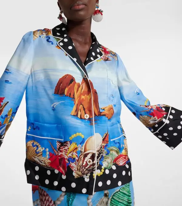 Dolce & Gabbana Capri Printed Silk Satin Shirt