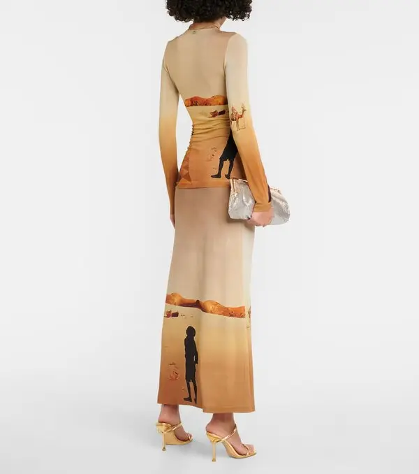 Rabanne Printed Jersey Turtleneck Top
