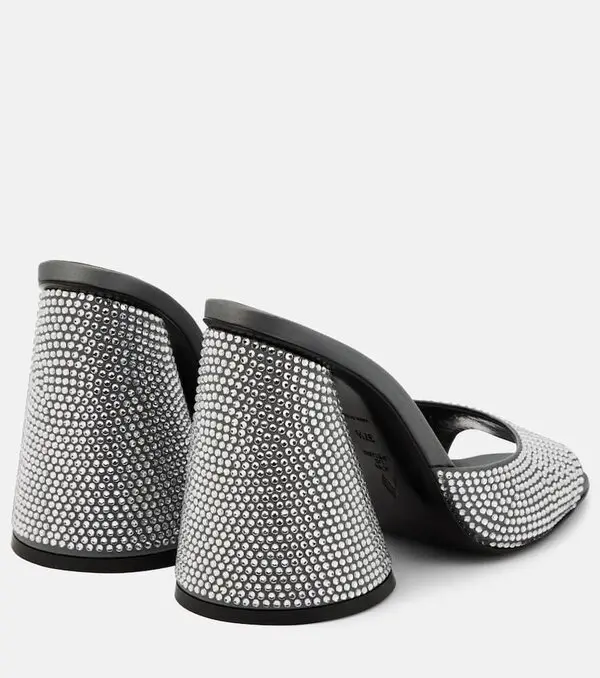 Attico Luz Crystal-embellished Mules - Grey