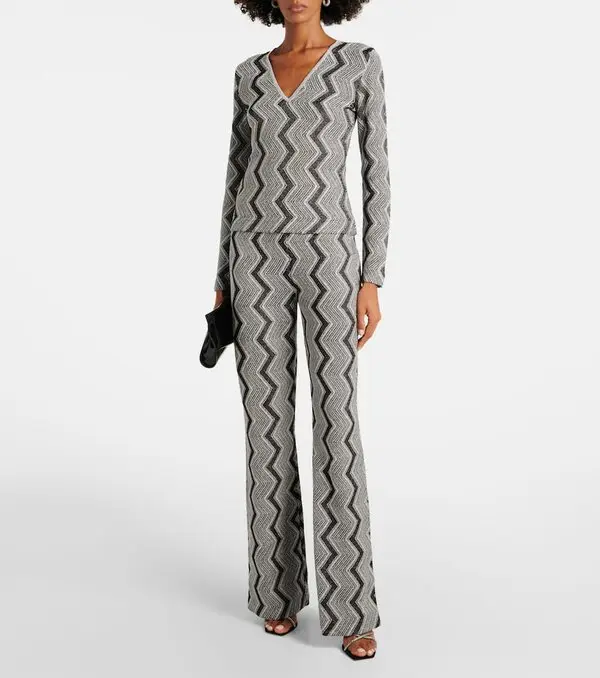 Missoni Zig Zag Lame Wide-leg Pants - Black