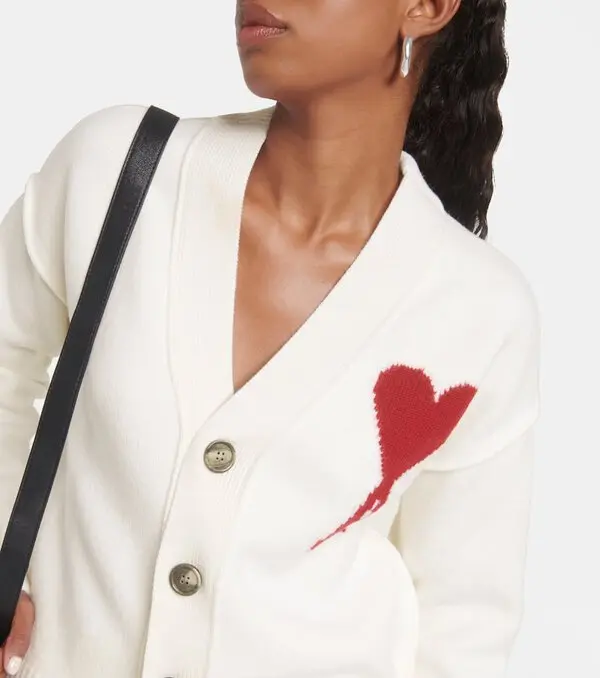AMI Paris De Coeur Virgin Wool Cardigan