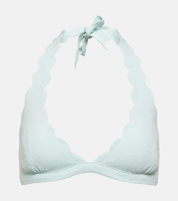 Marysia Spring Scalloped Halterneck Bikini Top - Blue