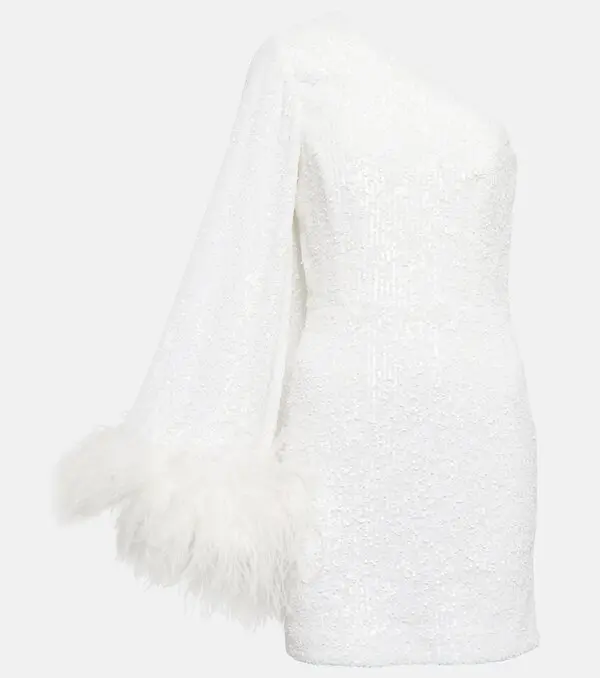 Rebecca Vallance Davina Feather-trimmed Minidress - White