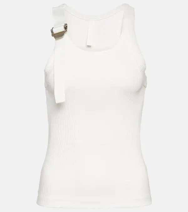 DION LEE Safety Slider Cotton-blend Tank Top In Ivory