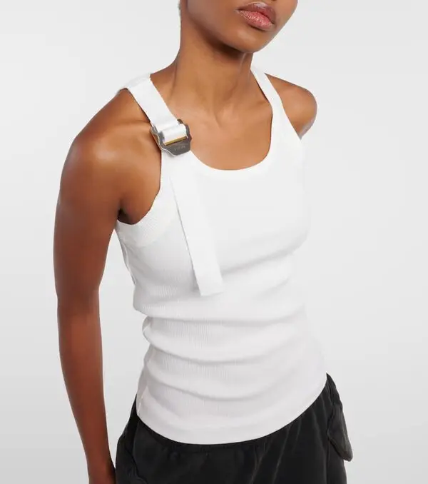 DION LEE Safety Slider Cotton-blend Tank Top In Ivory