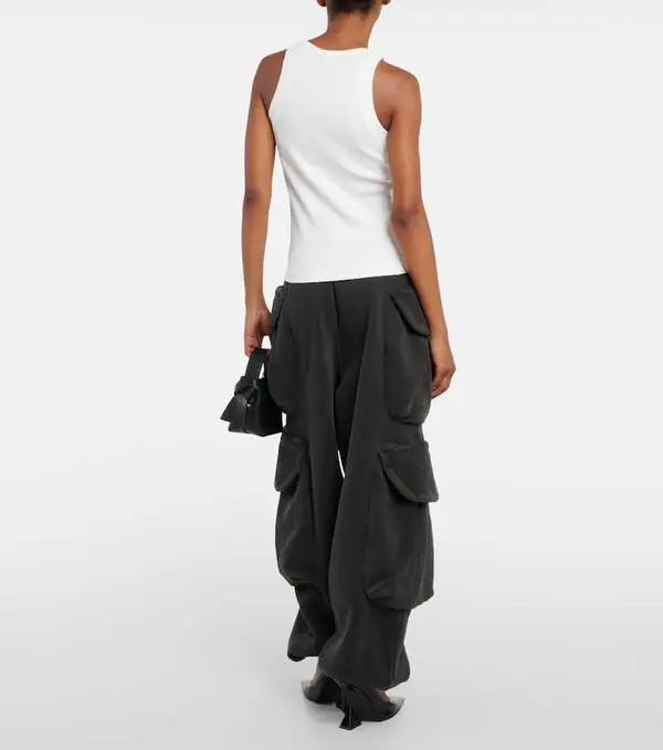 DION LEE Safety Slider Cotton-blend Tank Top In Ivory