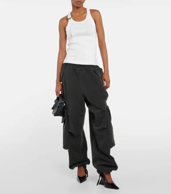 DION LEE Safety Slider Cotton-blend Tank Top In Ivory