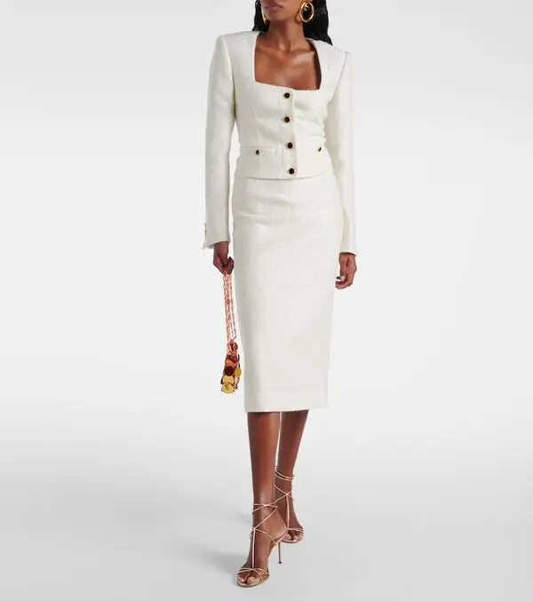 Alessandra Rich Sequined Tweed Jacket