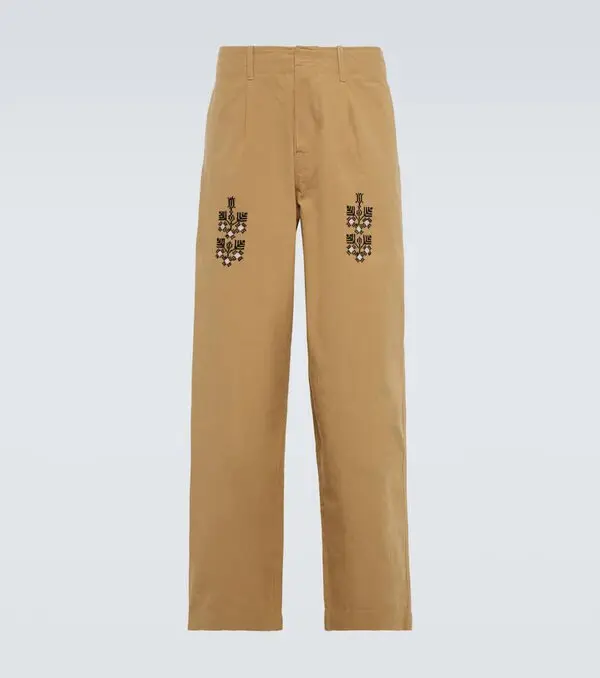 ADISH Embroidered Cotton Ripstop Pants - Beige
