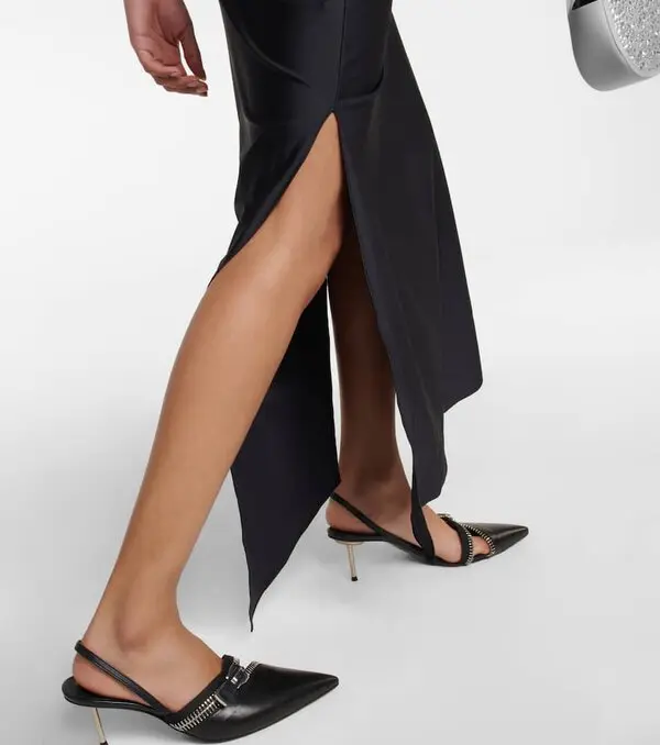 Coperni Asymmetrical Flower-detail Midi Dress - Black