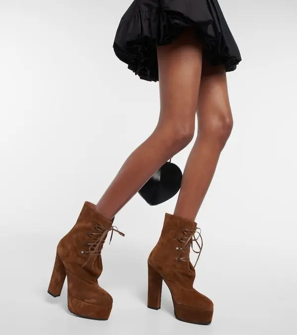 Alaïa Trekk Suede Ankle Boots - Brown