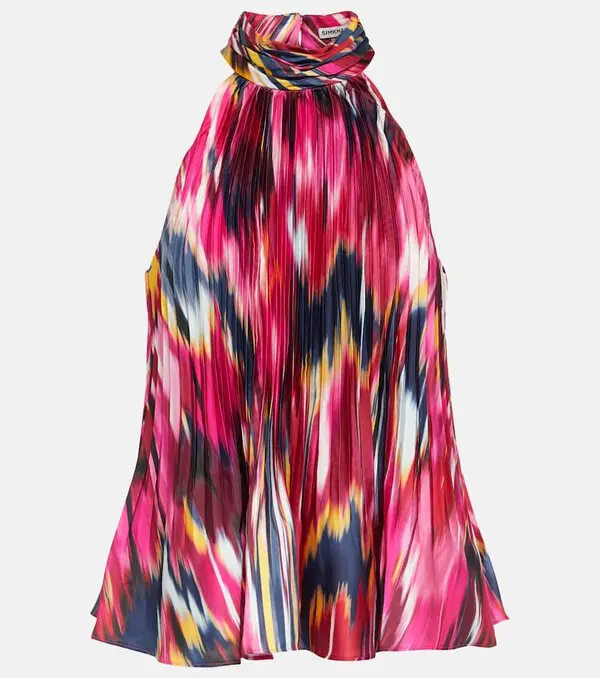 Simkhai Yasenia Printed Plisse Top - Multicoloured