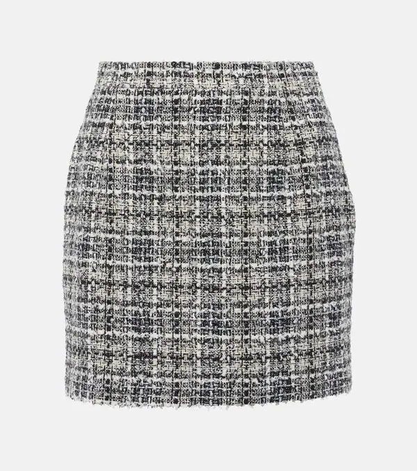Alessandra Rich Checked Lame Tweed Miniskirt