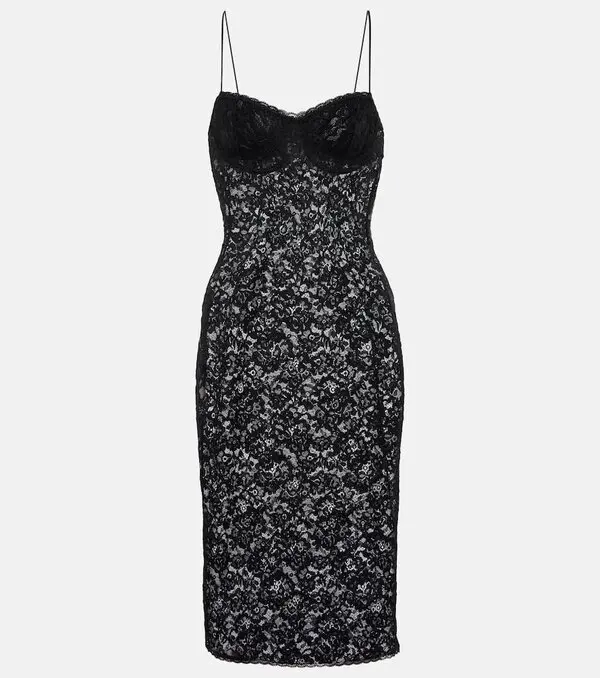 Oseree Lace Mini Dress - Black