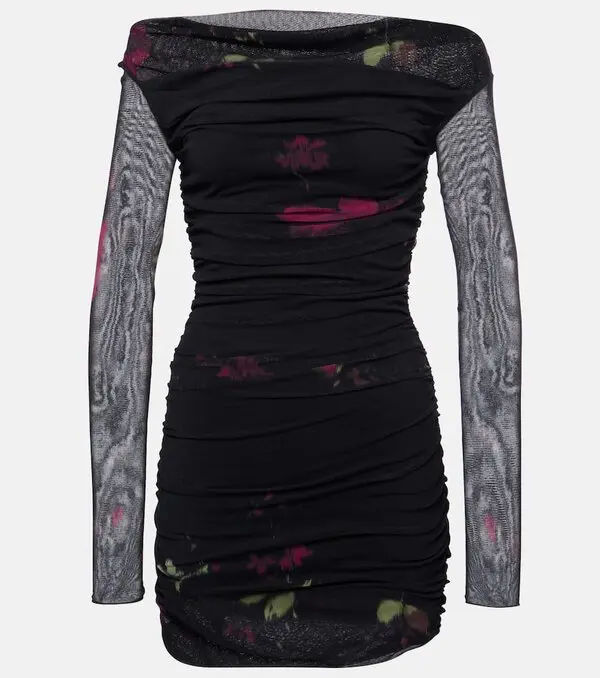 Blumarine Floral Ruched Mini Dress