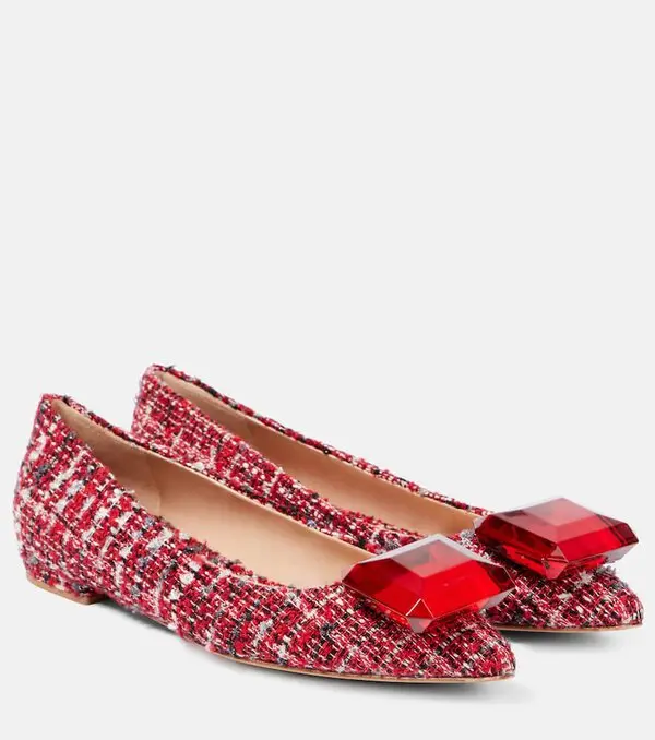 GIANVITO ROSSI Embellished Boucle Ballet Flats