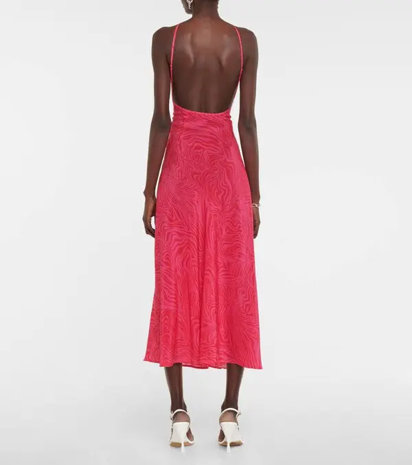 Rixo Opal Silk Halterneck Midi Dress