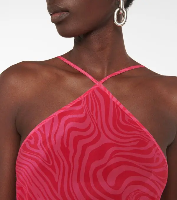 Rixo Opal Silk Halterneck Midi Dress