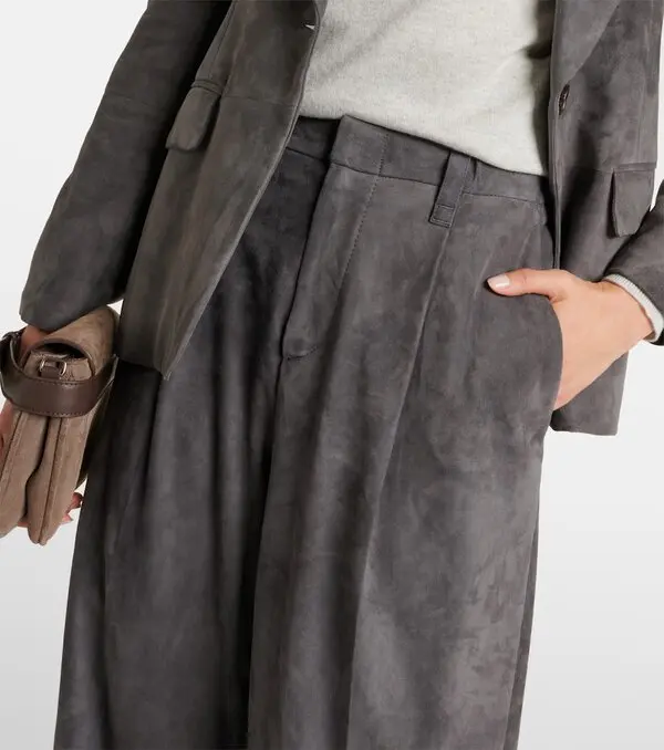 Brunello Cucinelli Suede Straight Pants
