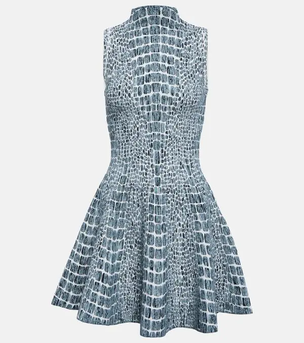 Alaïa Jacquard Minidress - Blue